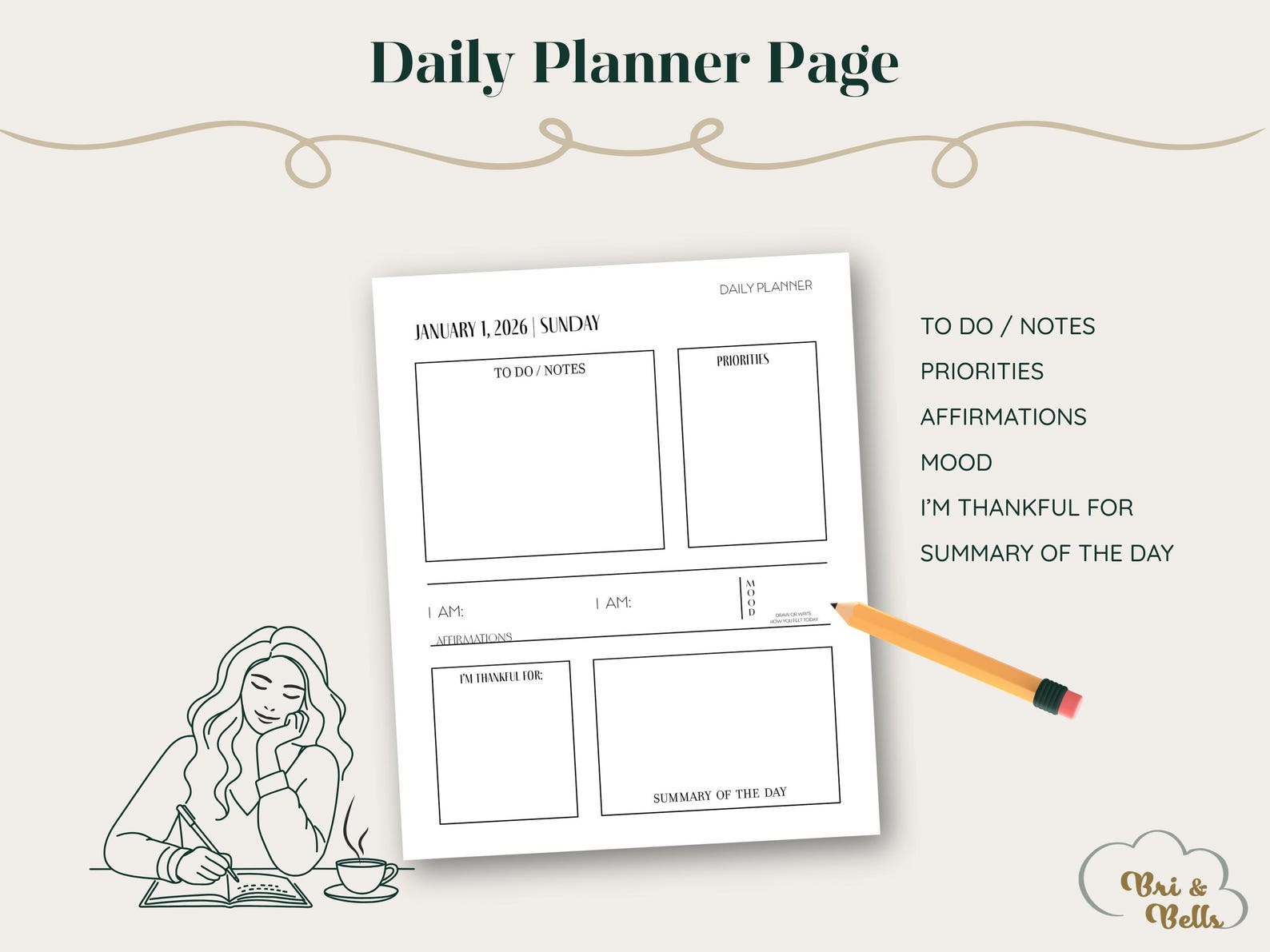 2026 Daily Planner and Journal Bundle | Monthly Habit and Sleep ...