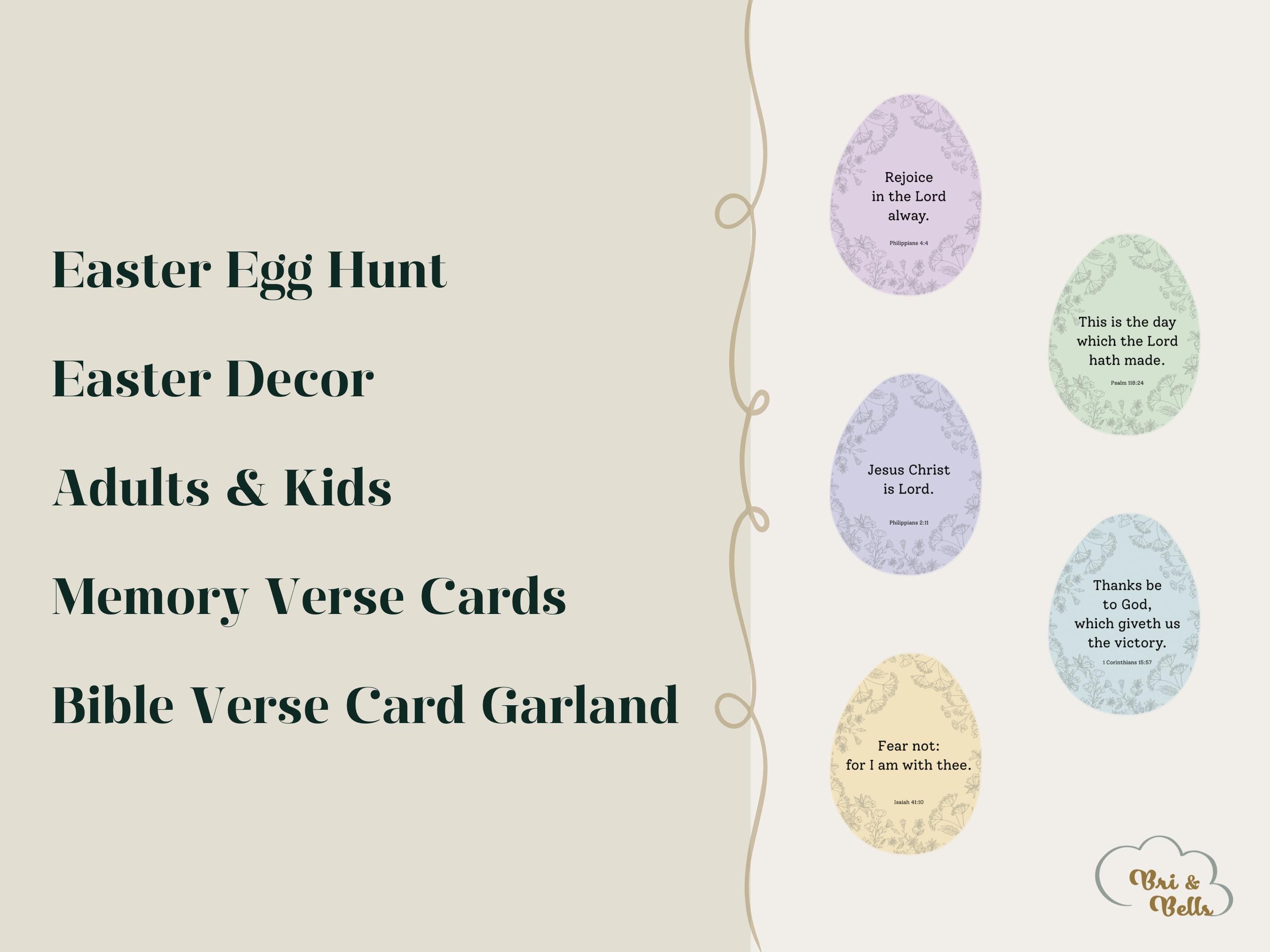 Christian Easter Egg Hunt Bible Verse Cards | Spring Scripture Garland ...