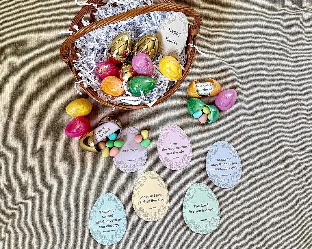 Christian Easter Egg Hunt Bible Verse Cards | Spring Scripture Garland ...