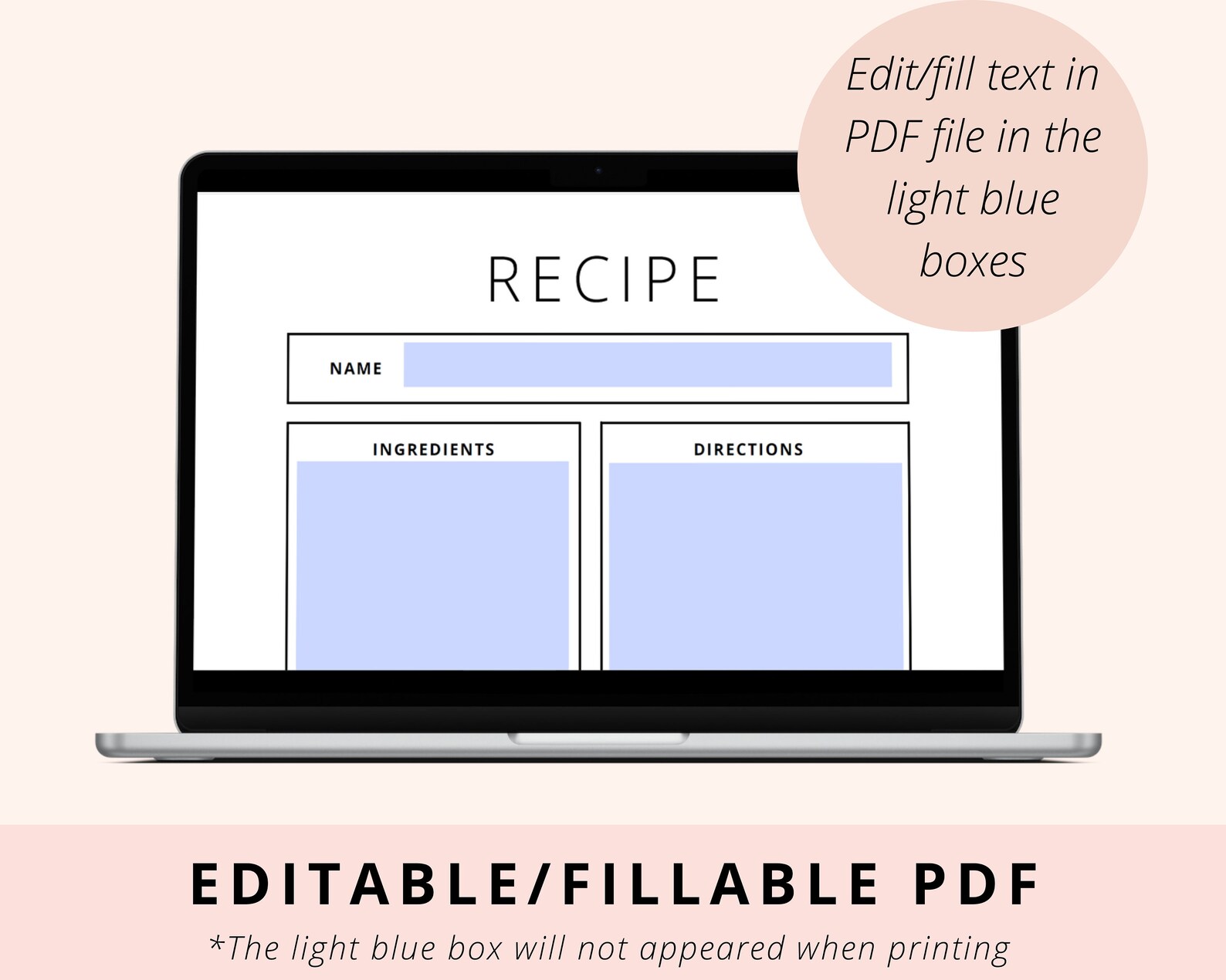Editable Recipe Tracker, Recipe Book Template, Recipe Sheet Template ...