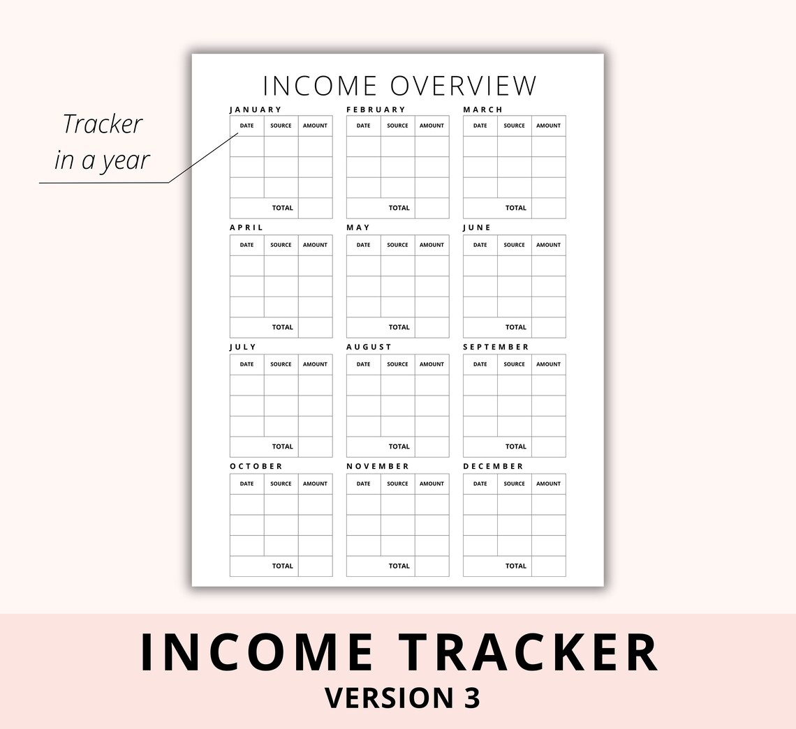 Editable Income Tracker Printable, Finance Planner 2024, Income Sheet ...