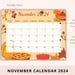 Editable Thanksgiving 2024 Calendar, November 2024 Calendar, Autumn ...