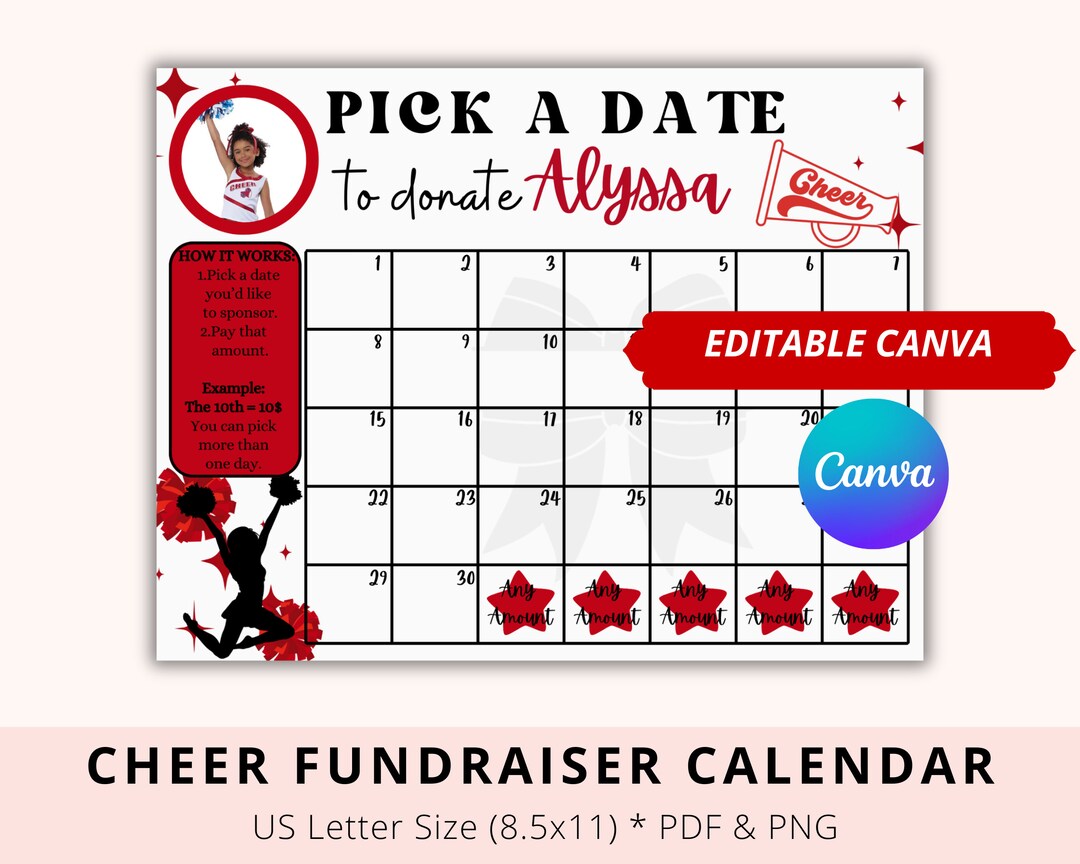 Editable Cheer Template Pick a Date, Black Out My Board, Pompom ...