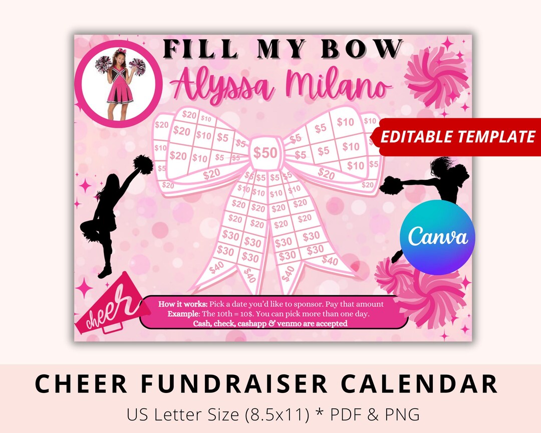 Editable Cheer Black Out My Board, Pick a Date to Donate, Fill My Bow ...