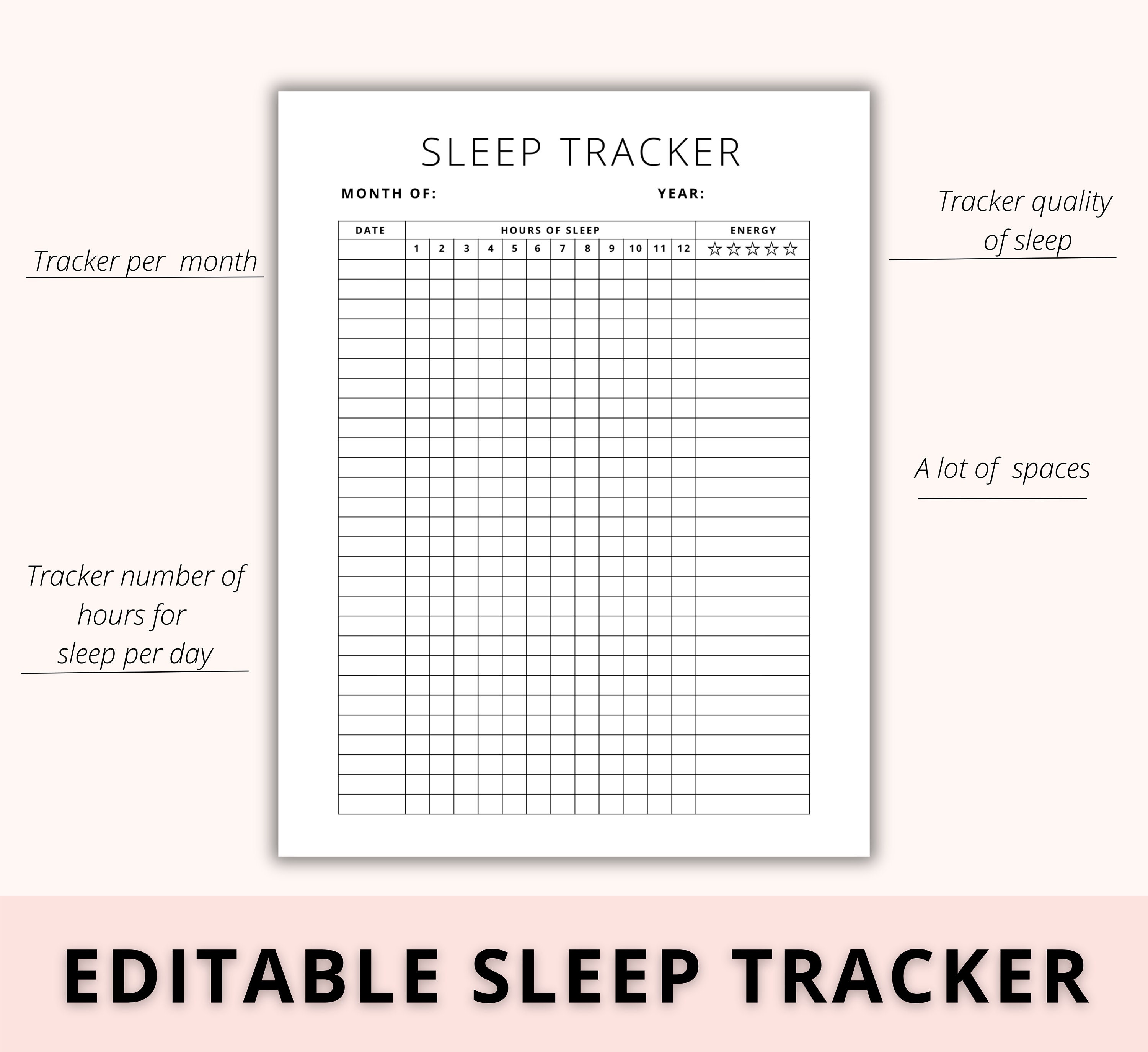 Editable Sleep Tracker Printable, Monthly, Daily Sleep Journal, Sleep ...