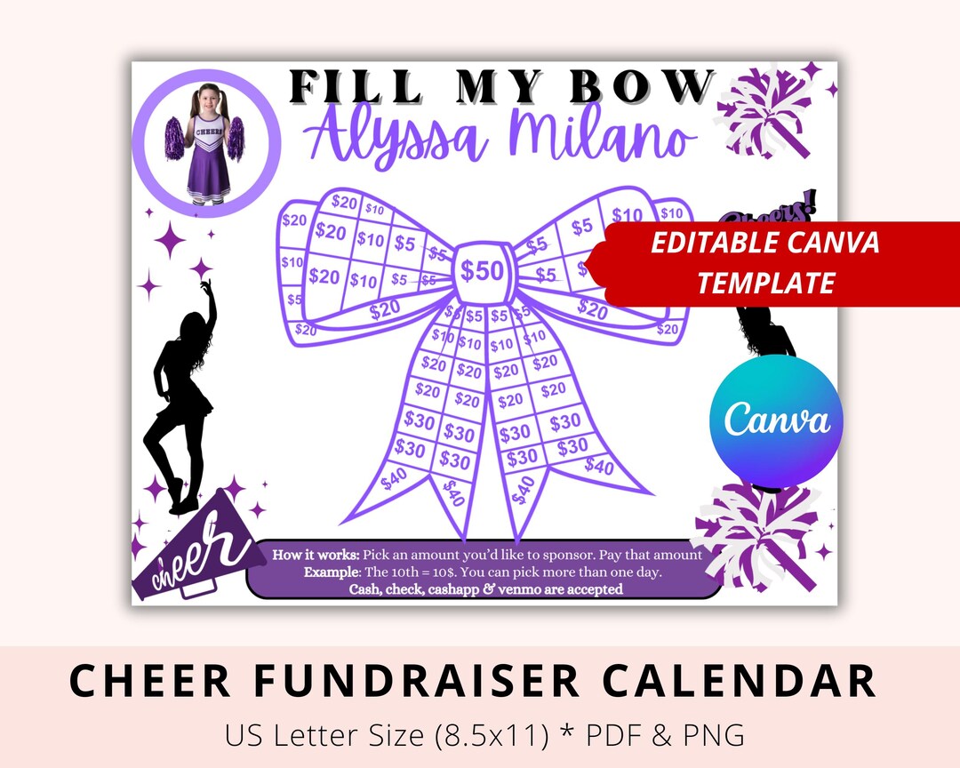 Editable Cheer Pick a Date to Donate, Black Out My Board, Cheer School ...