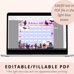 Editable October 2024 Calendar, Halloween 2024 Calendar, Kid Calendar ...