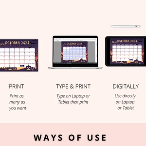 Editable Halloween 2024 Calendar Printable, October 2024, Holiday Theme ...