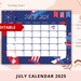 Editable July 2025 Calendar, America Independence, July 4th Holiday ...