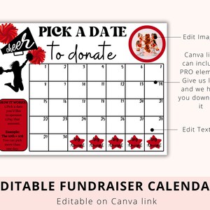 Editable Cheer Pick a Date to Donate, Black Out My Board, Canva, Pay ...