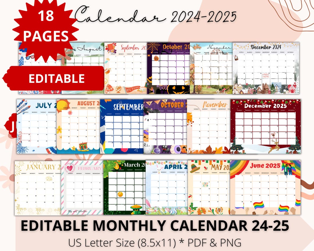 Editable Calendar 2024 2025, Back to School, Kid Calendar, Teacher ...