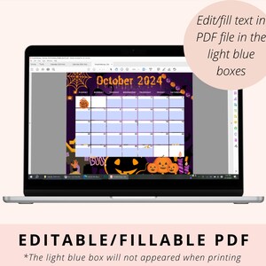 Editable Halloween 2024 Calendar, October 2024 Calendar, Kid Calendar ...
