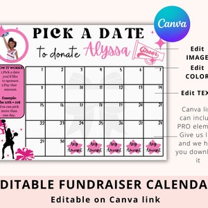 EDITABLE Cheer Template Pick a Date, Easter Fundraiser Calendar ...