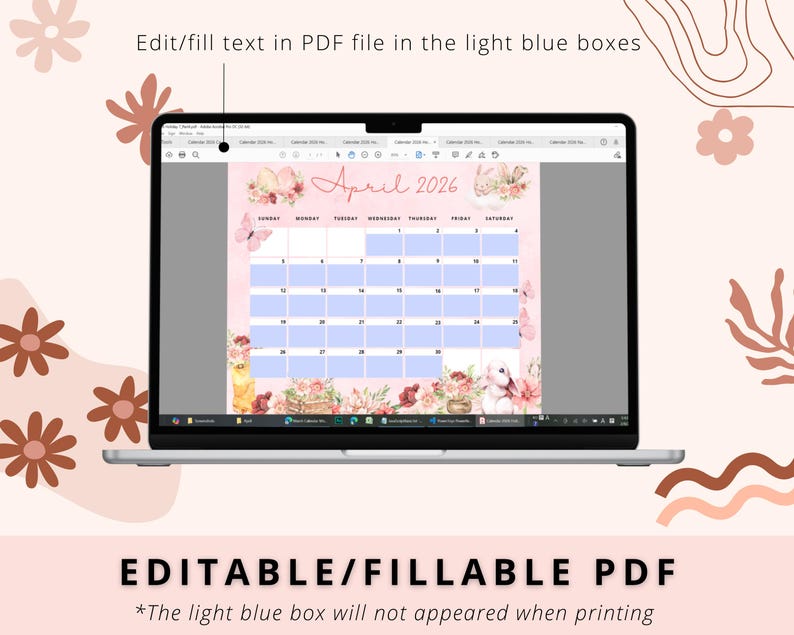 Editable April Calendar 2025, April 2025 Calendar, Easter Planner ...