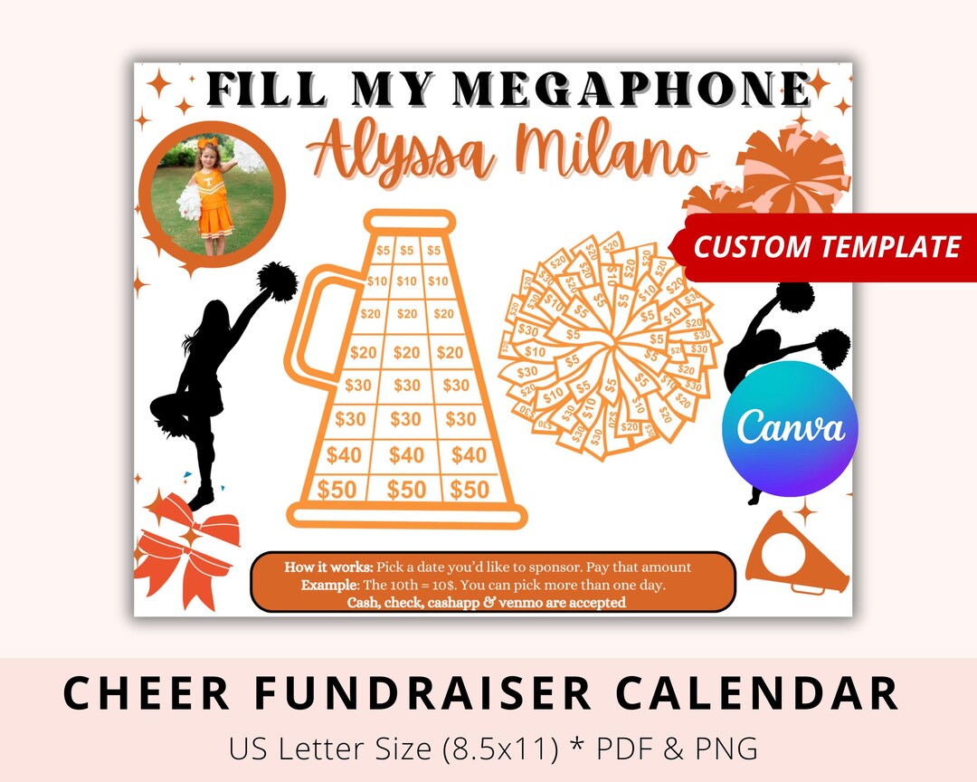 Editable Black Out My Board, Cheer Pick a Date to Donate, Cheer Pay the ...