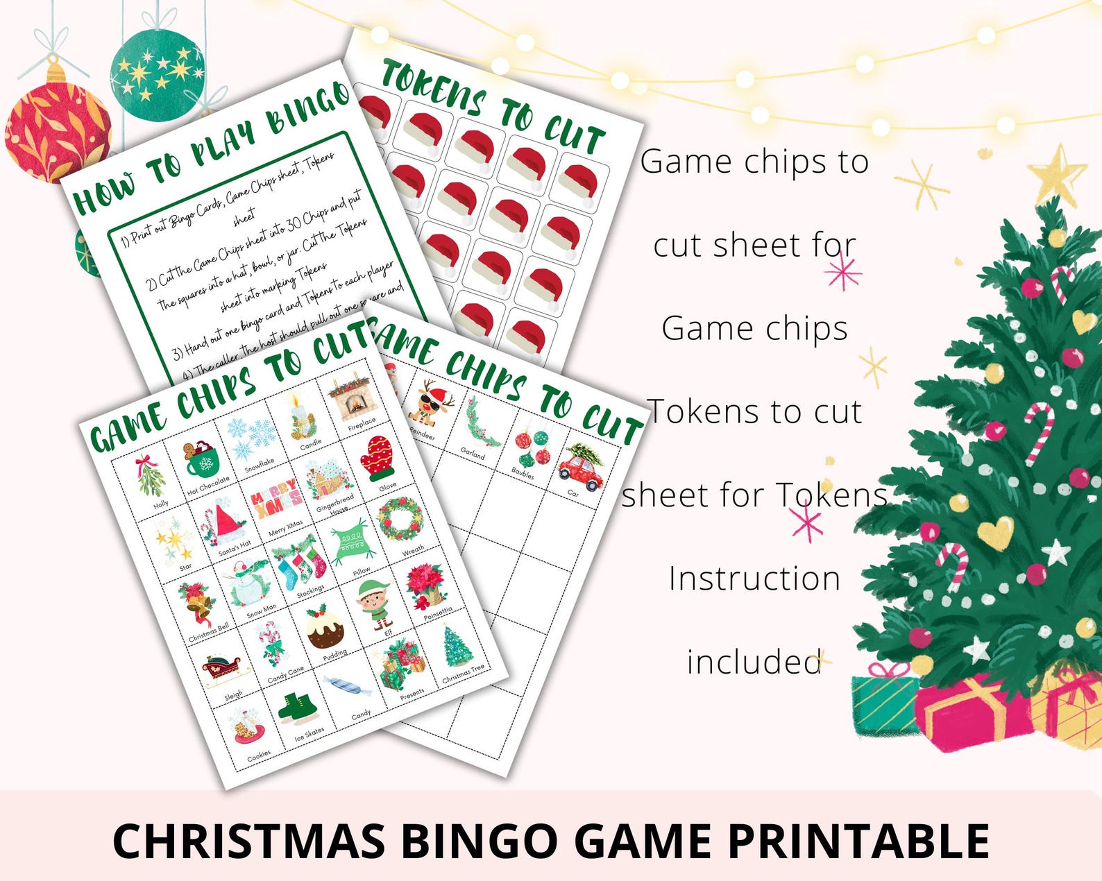 Christmas Bingo Game Printable, Break the Ice, Christmas Bingo Pattern ...
