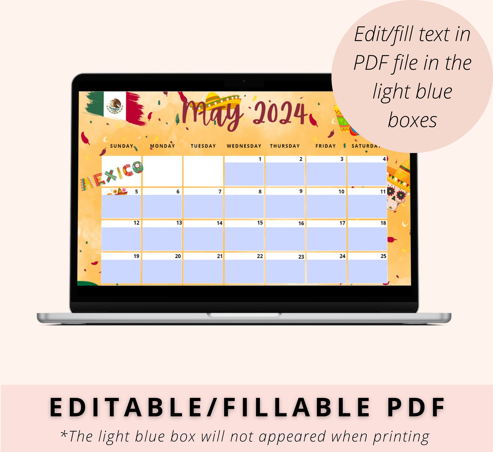 Editable May Calendar 2024, Holiday Calendar, Cinco De Mayo, Monthly ...