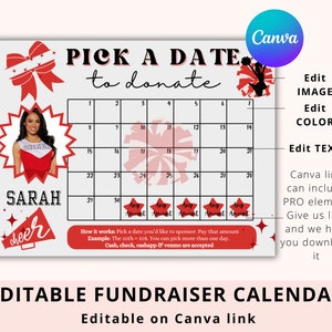 Editable Cheer Pick a Date to Donate, Canva Template, Fundraiser ...