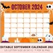 Editable October 2024 Calendar Printable, Trick or Treat, Halloween ...