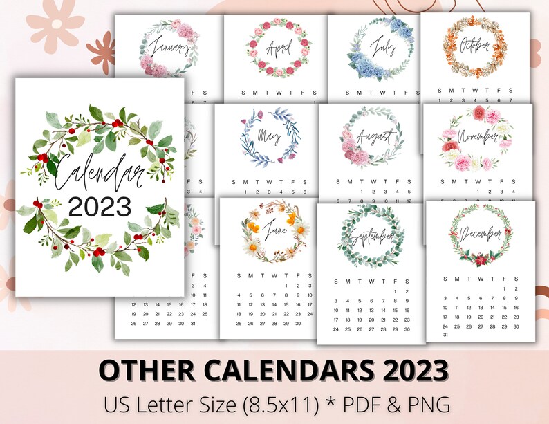 Calendario mensual editable 2023 2024 Calendario de - Etsy México