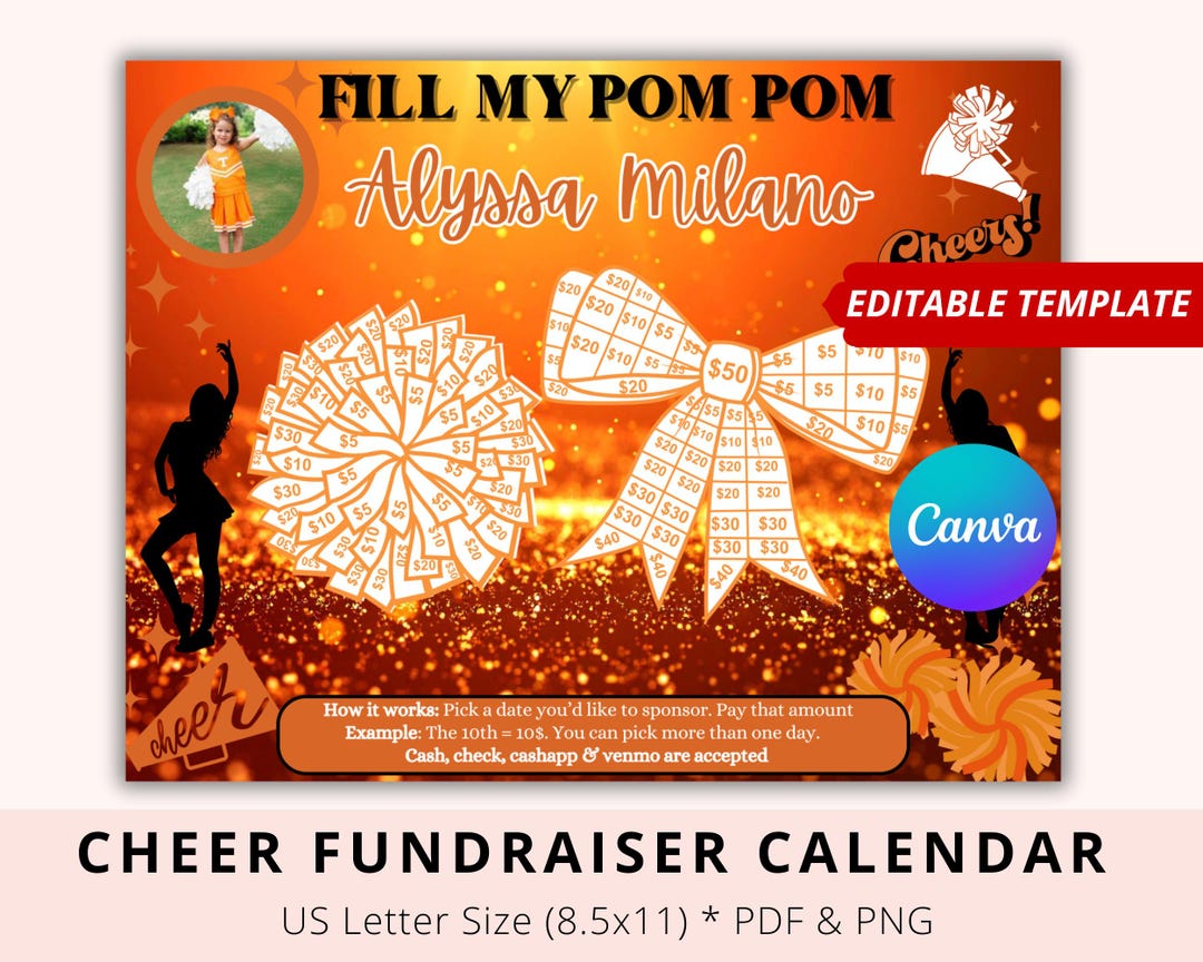 Editable Cheerleading Black Out My Board, Fill My Pompom, Cheerleading ...