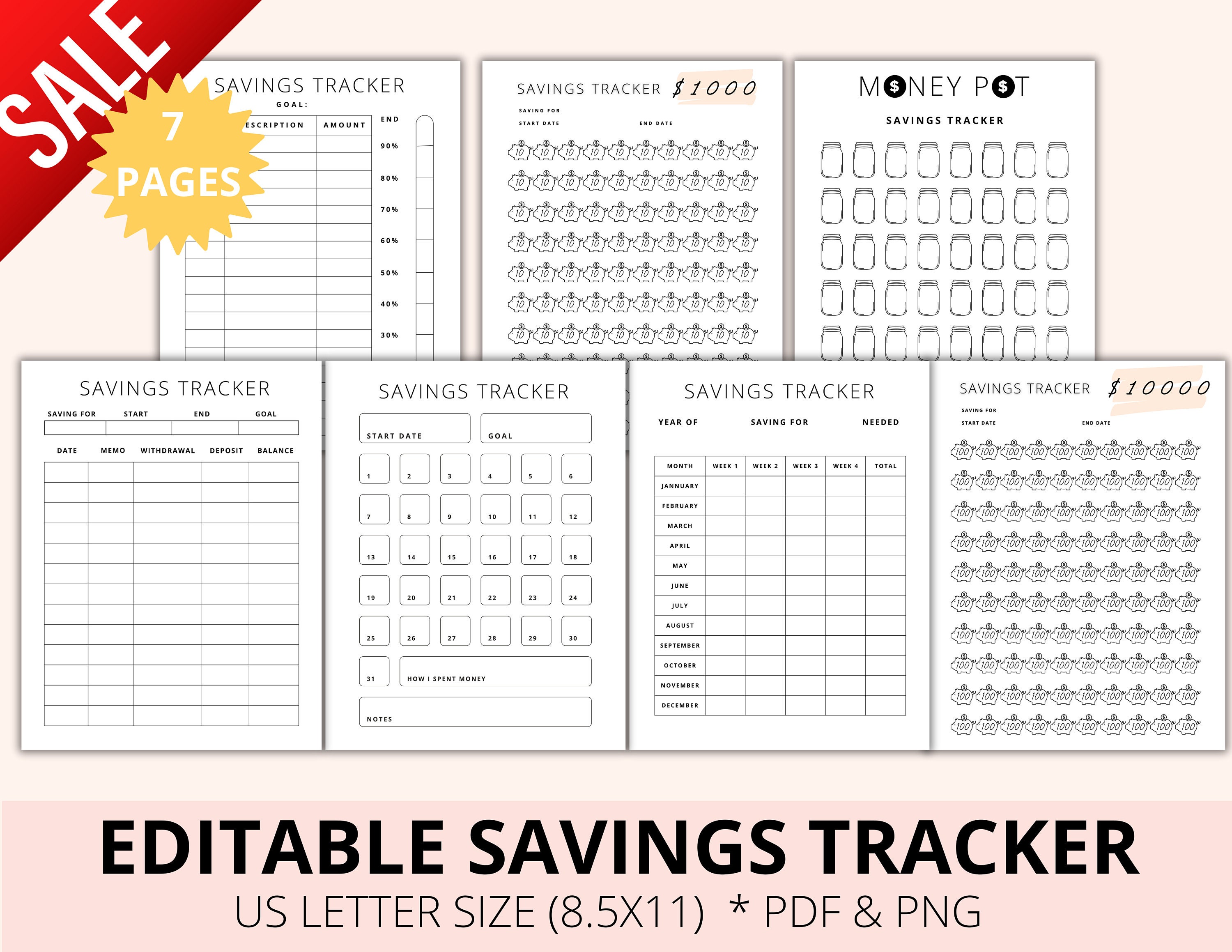 Editable Money Savings Trackers Printable, Saving Planner, Saving ...