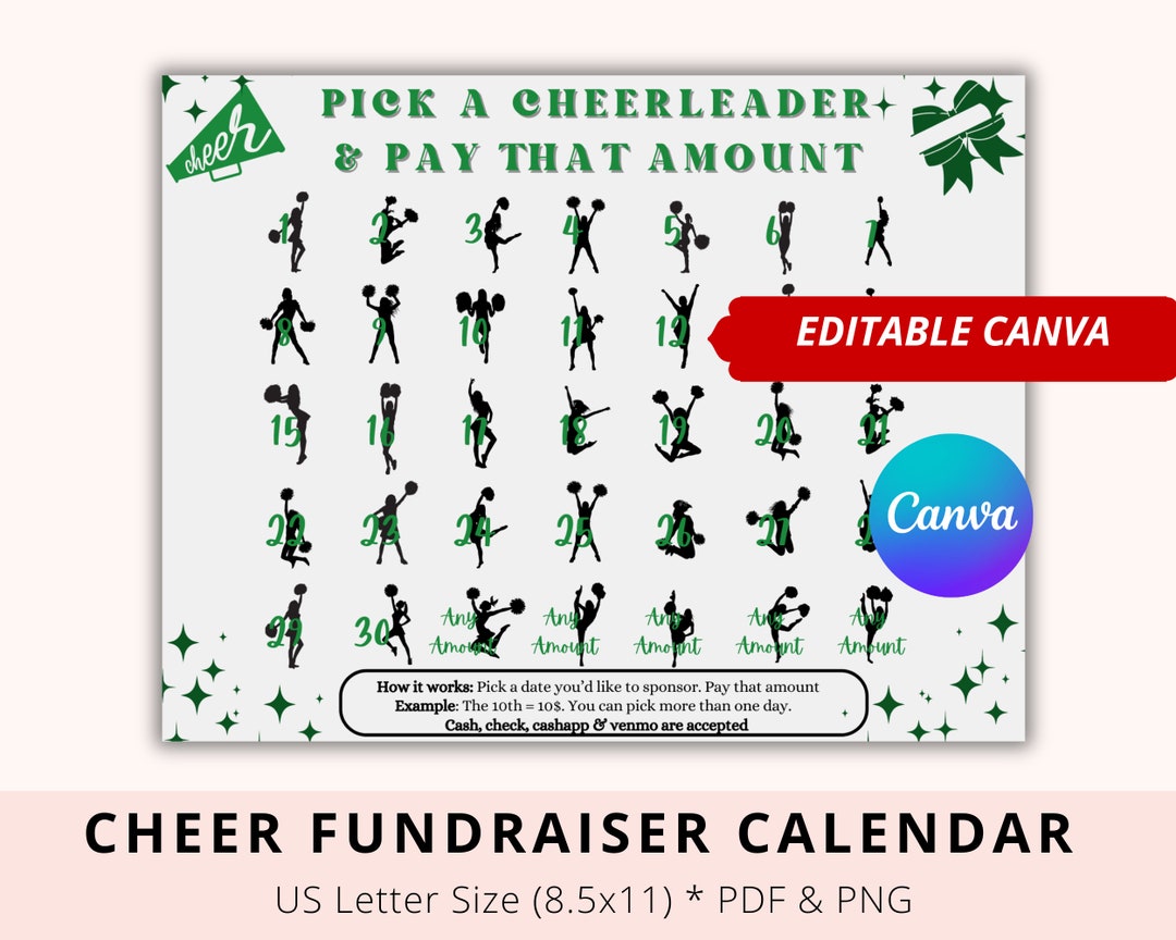 Editable Pick A Date to Donate, Cheer Black Out My Board, Cheerleading ...