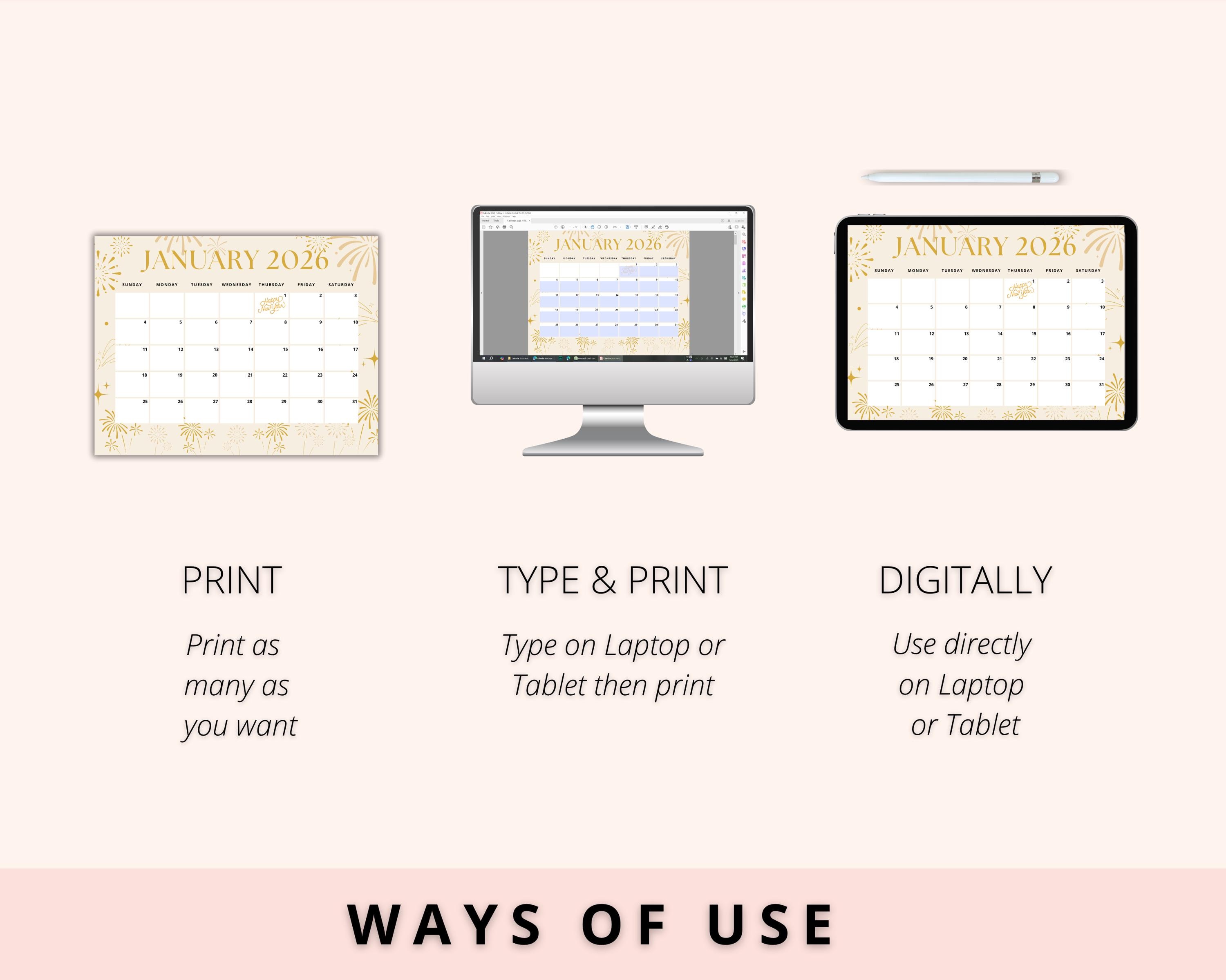 Editable Monthly Calendar 2026, School Calendar, Holiday Calendar ...