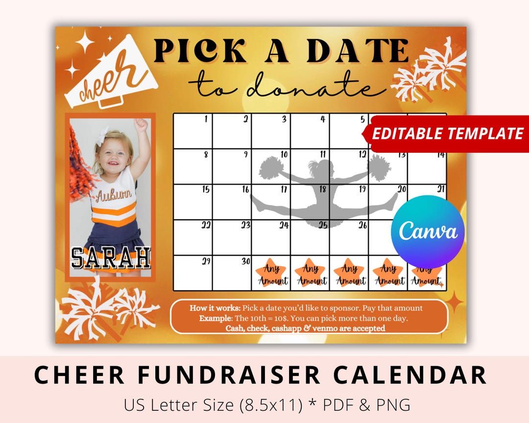 Editable Cheer Template Pick a Date, Pay My Uniform, Black Out My Board ...