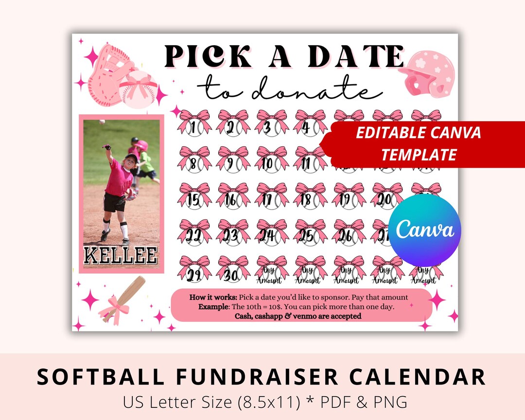 Editable Softball Black Out My Board, Pay My Softball, Pick a Date to ...