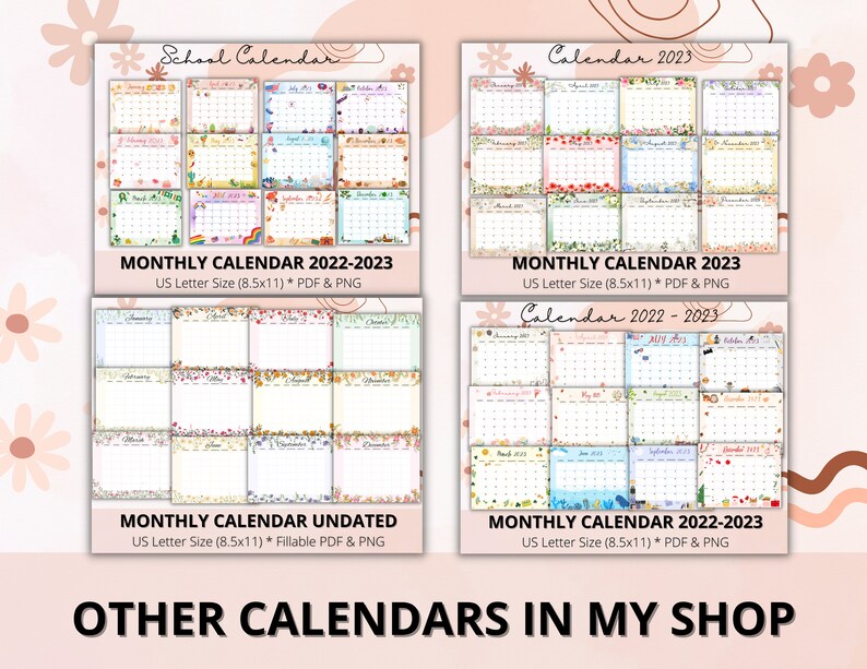 Editable Monthly Calendar 2024, School Calendar, 12 Month, Holiday ...