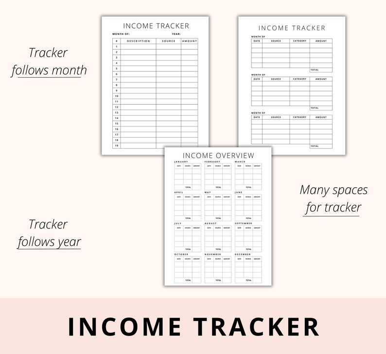 Editable Income Tracker Printable, Expense Tracker, Template, Personal ...