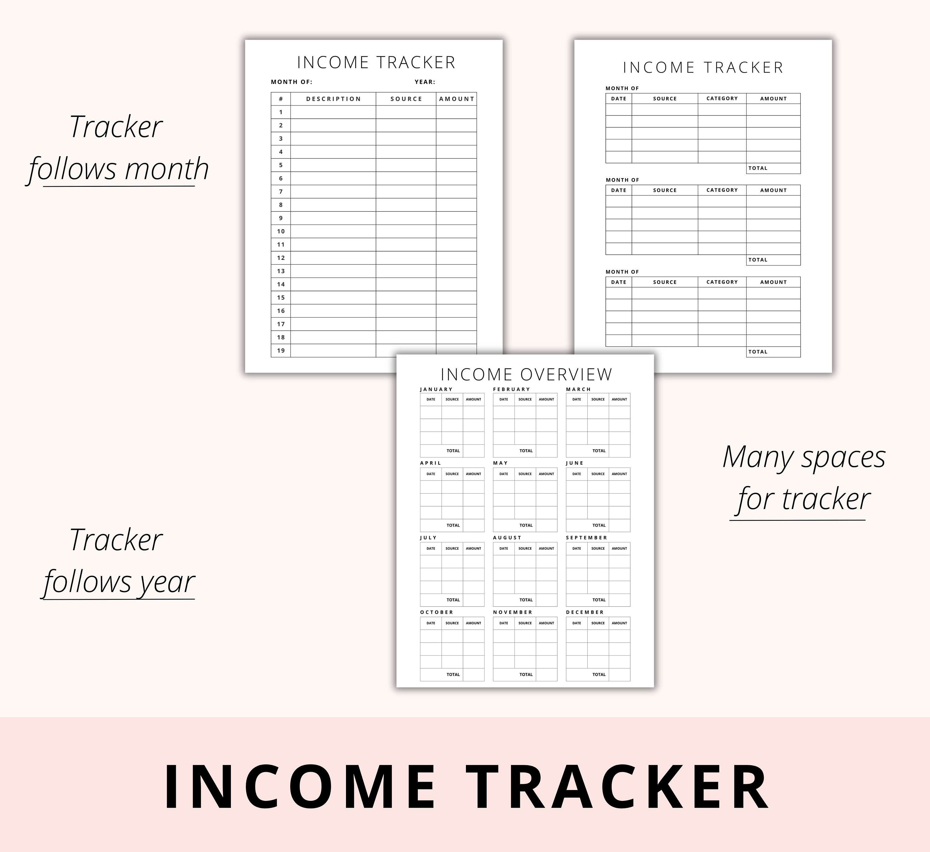 Editable Income Tracker Printable, Expense Tracker, Template, Personal ...