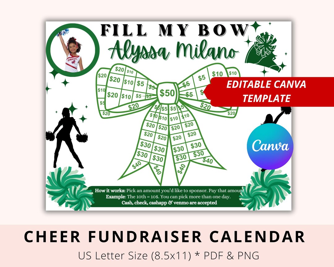 Editable Black Out My Board, Fill My Bow, Cheer Fundraiser Calendar ...