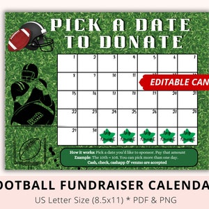 Editable Football Pick a Date to Donate, Editable Canva Template ...