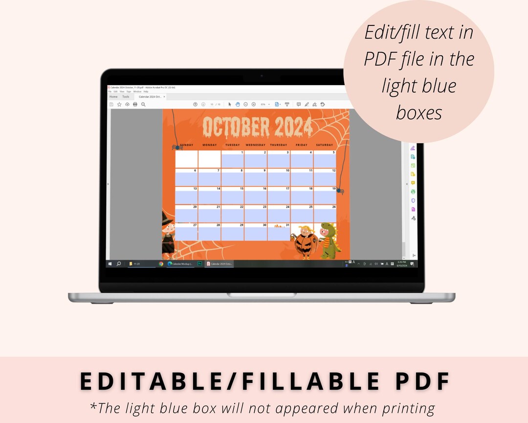 Editable Halloween 2024 Calendar, October 2024 Calendar, Kid Calendar ...