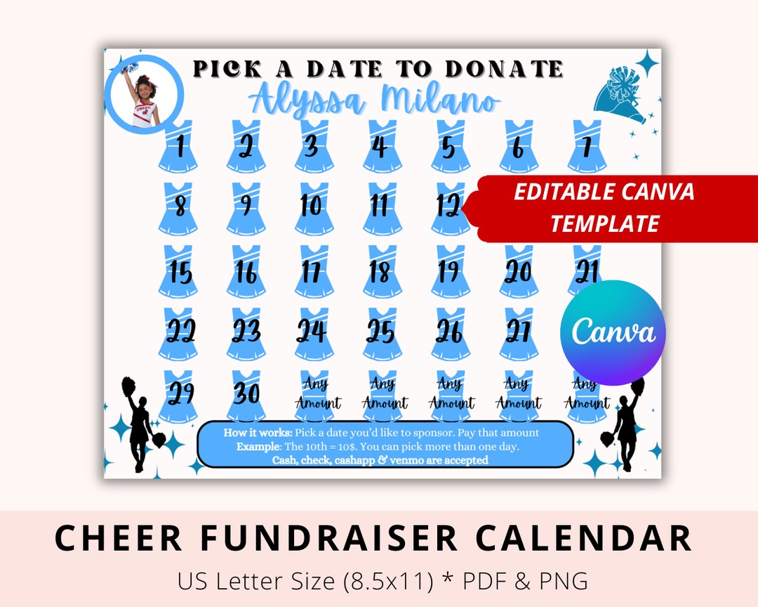 Editable Black Out My Board, School Cheer Fundraiser Calendar, Cheer ...