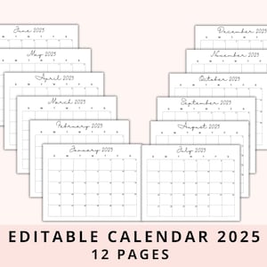 Editable 2025 -2027 Monthly Calendar, Digital Planner, Calendar 2026 ...