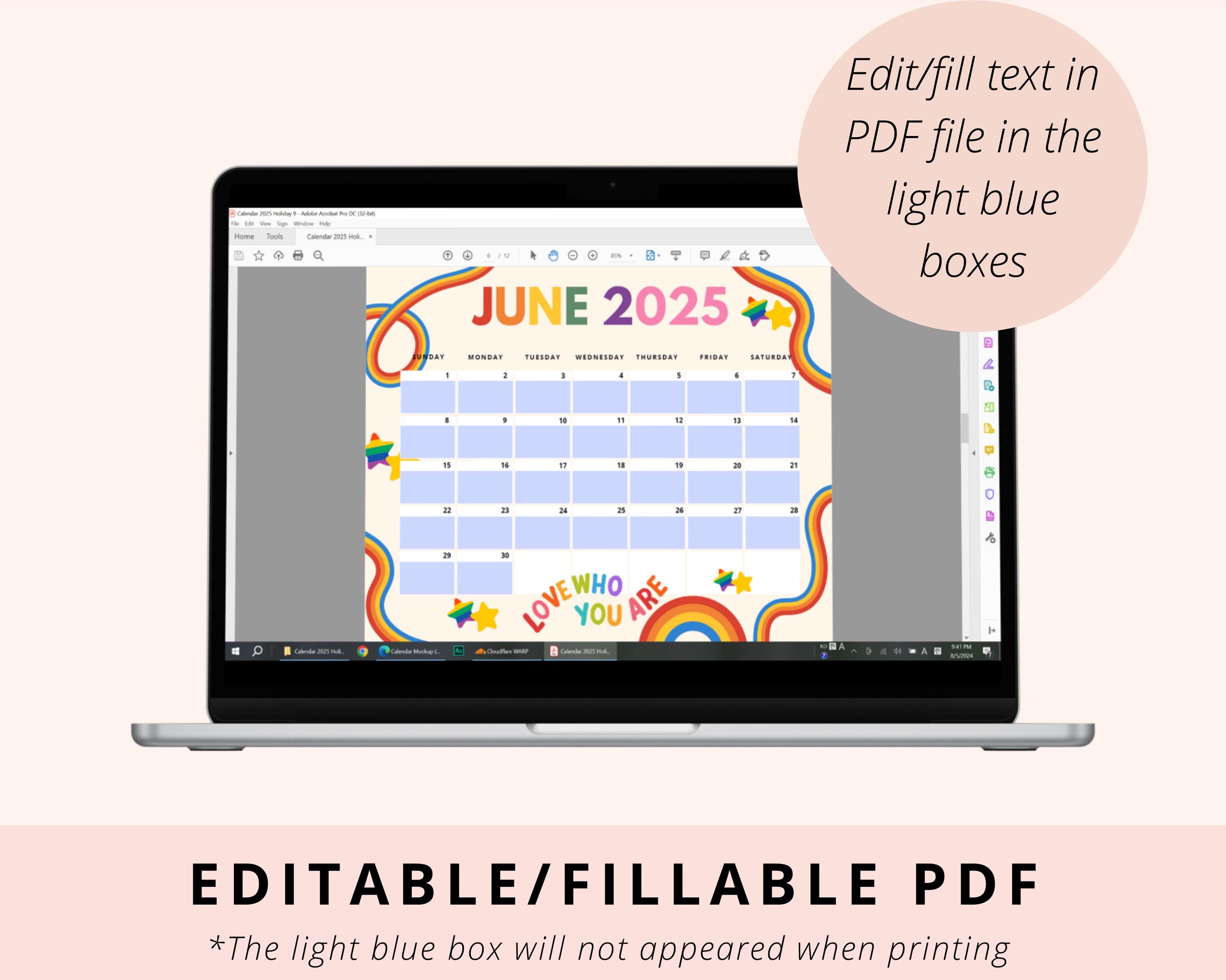 Editable Monthly Calendar 2024 2025, 18 Months, Back to School, Holiday ...