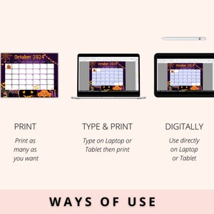 Editable October 2024 Calendar Printable, Trick or Treat, Halloween ...