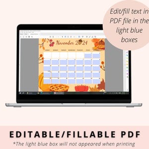 Editable Thanksgiving 2024 Calendar, November 2024 Calendar, Autumn ...