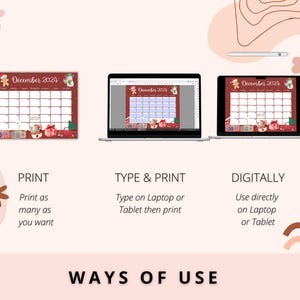 Editable Christmas Calendar 2024, December 2024 Planner, Christmas ...