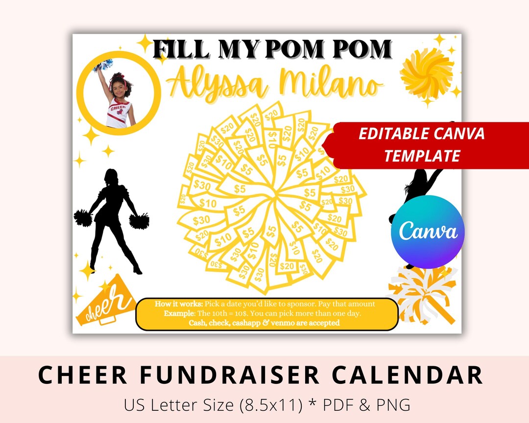 Editable Cheer Template Pick a Date, Black Out My Board, Fill My Pom ...