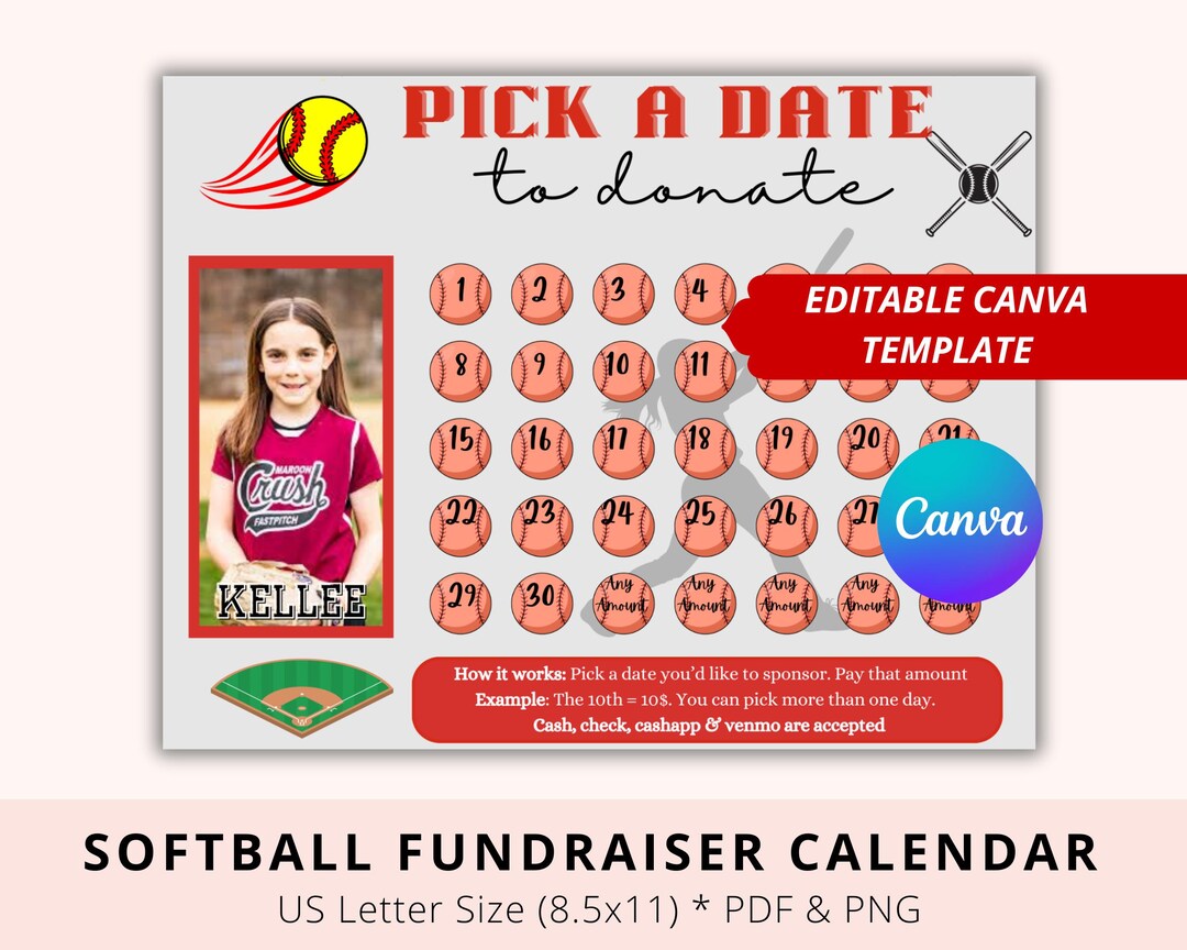 Editable Softball Black Out My Board, Softball Team Fundraiser, Red ...