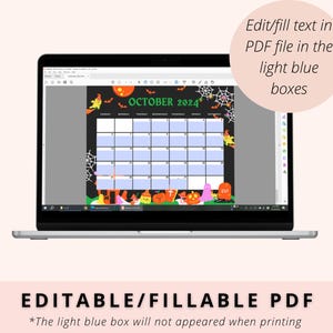 Editable Halloween Calendar 2024, October 2024 Calendar, Trick or Treat ...