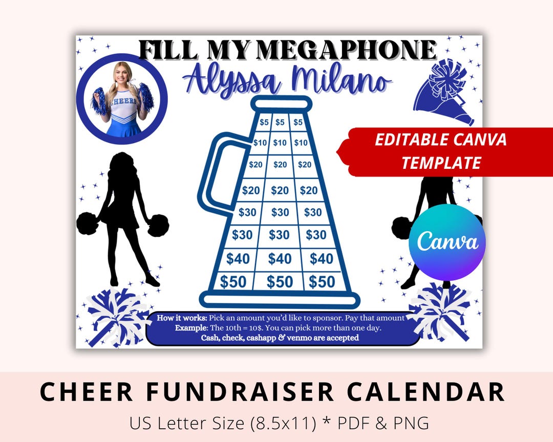 Editable Cheer Pick a Date to Donate, Black Out My Board, Cheerleading ...
