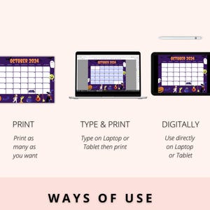 Editable October 2024 Calendar, Halloween 2024 Calendar, Kid Calendar ...