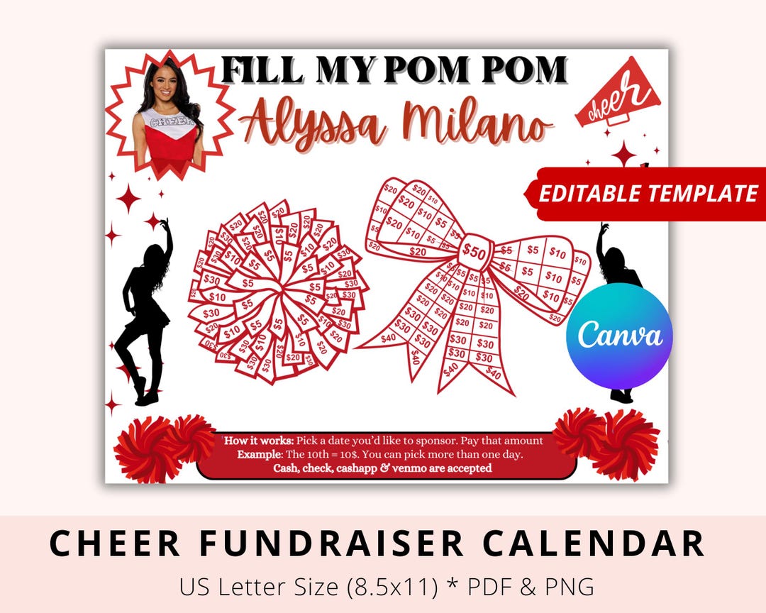 Editable Cheer Pick a Date to Donate, Fill My Pompom, Cheer Season ...