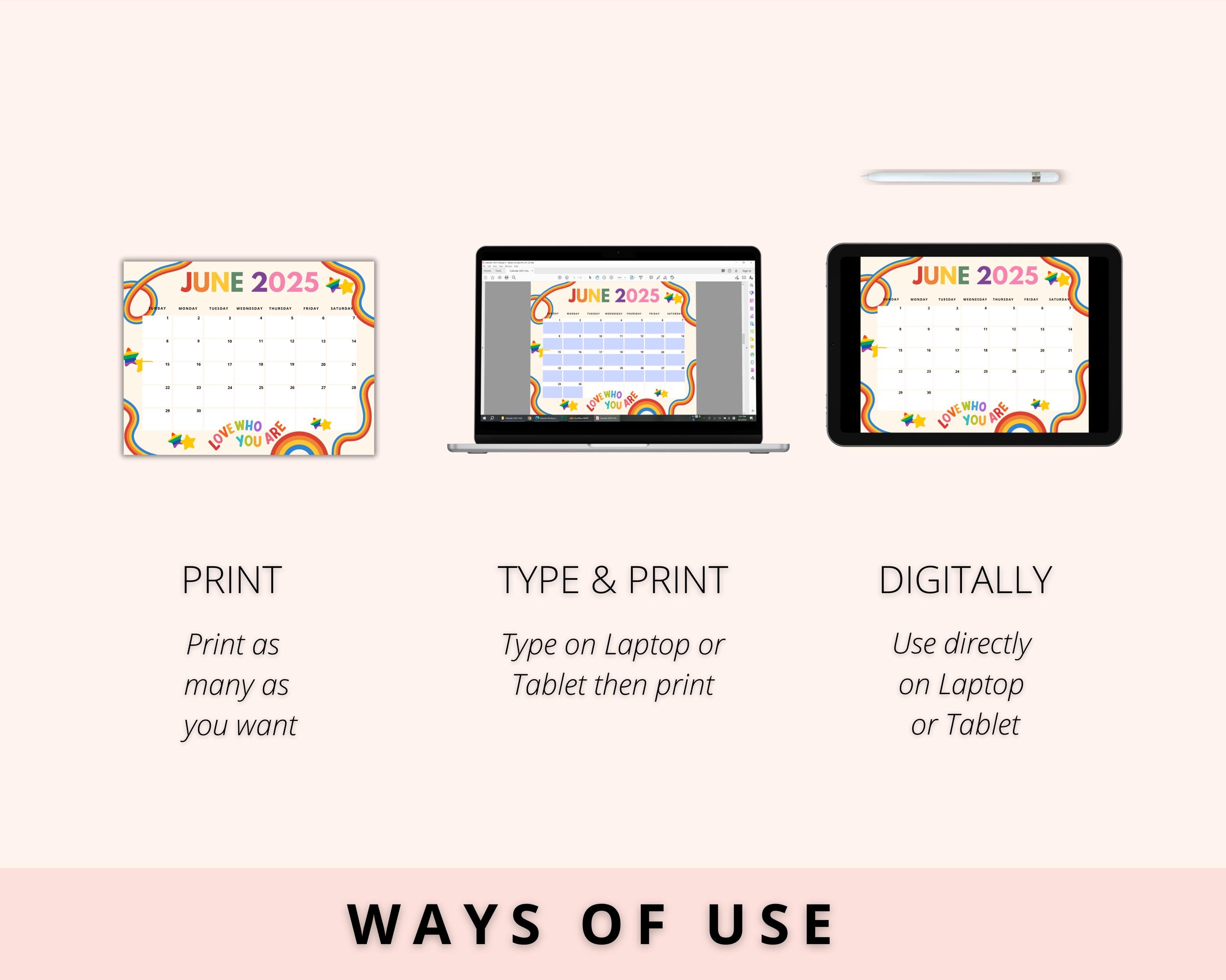 Editable Monthly Calendar 2024 2025, 18 Months, Back to School, Holiday ...