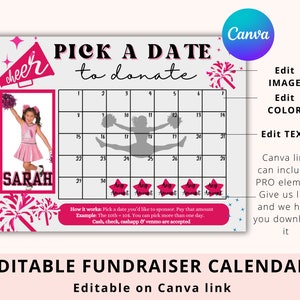 Editable Cheer Pick a Date to Donate, Pink, Canva Template, Pay the ...